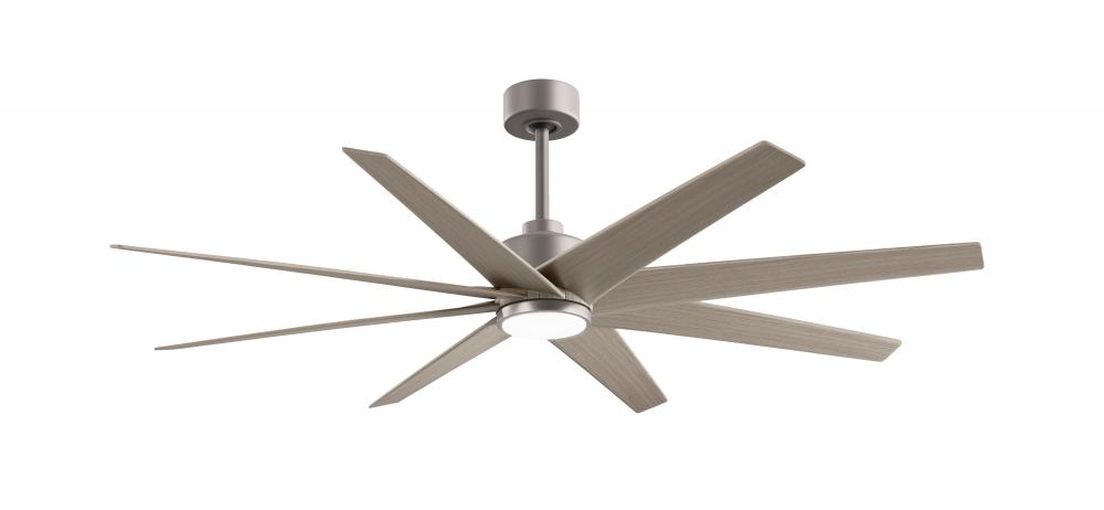 Ariella 8-blade ceiling fan in Brushed Nickel and Gray Ash Tone blades ...
