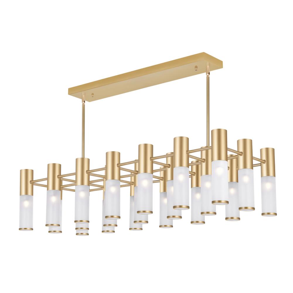 Pipes 21 Light Island/Pool Table Chandelier With Sun Gold Finish ...